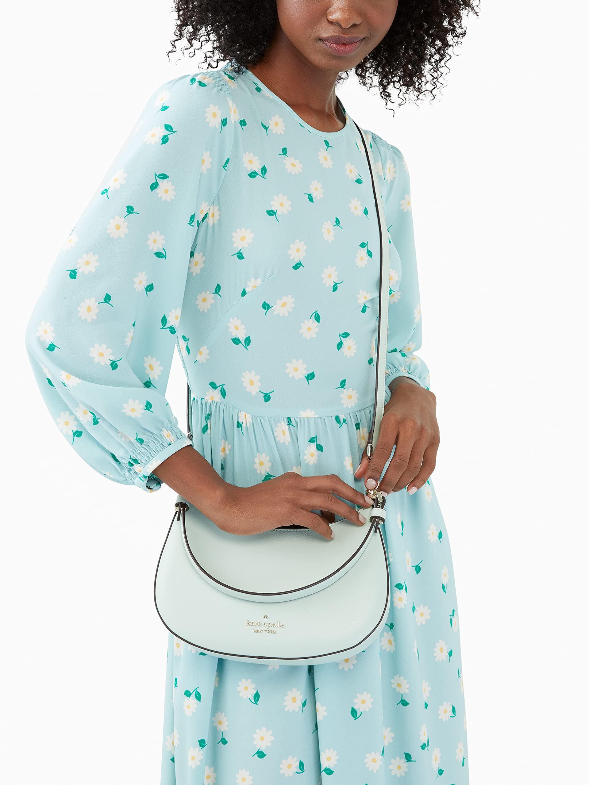 Kate Spade Staci Saffiano Leather Crossbody Bag (Crystal blue)