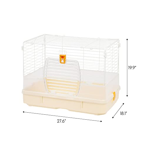IRIS USA Small Wire Animal House with Top Access, Easy to Clean Cage with Wide Access Drop Down Door for Small-Sized Pets Animals Rabbits Guinea Pigs Rats, Ivory