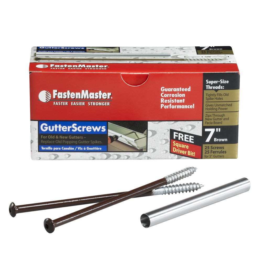 FastenMaster FMGUT007-25BR 7 Inch Gutter Screws, Brown, 25-Pack