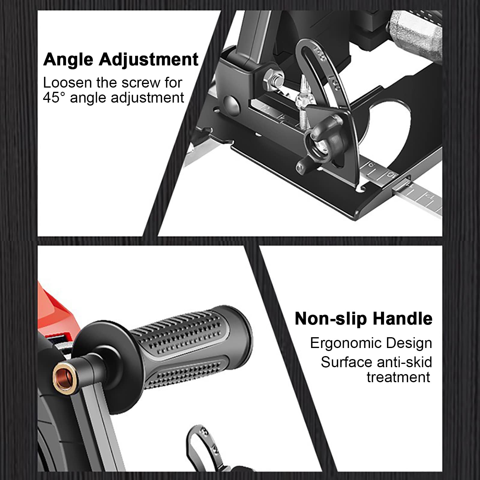 Angle Grinder Holder 45 Degree Adjustable Angle Grinder Accessories Cover for Safely Cutting and Grooving (1× Base Bracket 1× Ruler)