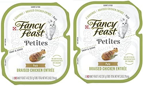 Fancy Feast Petites Wet Cat Food Variety Pack (24 Servings/12 Pack/6 Flavors) Salmon, Chicken, Whitefish, Tuna, Salmon, Grilled Chicken with Rice with LarasBundle Sticker