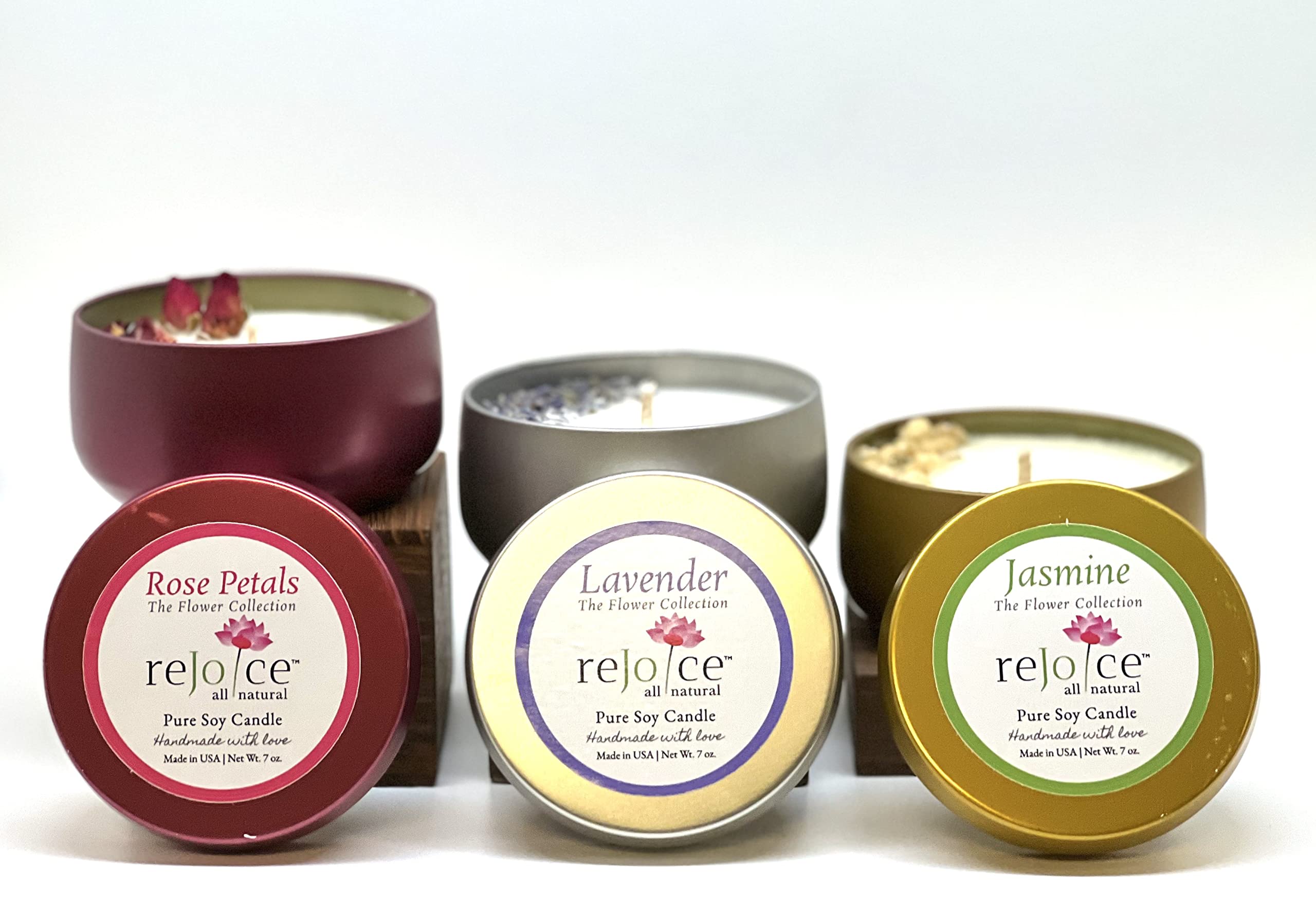 Rejoice Soy Wax Candle| Jasmine Scented Soy Candles for Aromatherapy, Stress Relief & Gifting| Non-Toxic, Phthalate Free| Ideal for Home, Bedroom & Bathroom Decor| 100% Natural & Vegan| 7 oz