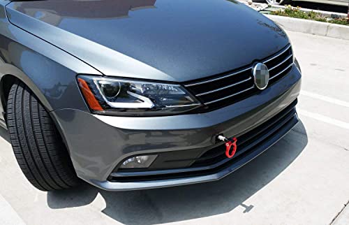 iJDMTOY Red Track Racing Style Tow Hook Ring Compatible with Volkswagen: 2011-2018 6th Gen Jetta (MK6), Made of Lightweight Aluminum