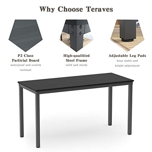 Teraves Computer Desk/Dining Table Office Desk Sturdy Writing Workstation for Home Office(39.37β, Black)