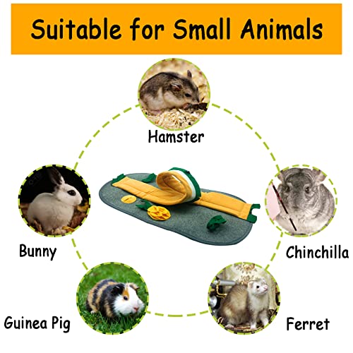 Guinea Pig Foraging Mat Rabbit Sniffing Pad Bed Treat Dispenser Small Animal Funny Interactive Nosework Feeding Blanket for Bunny Hamster Mice Ferret Chinchilla