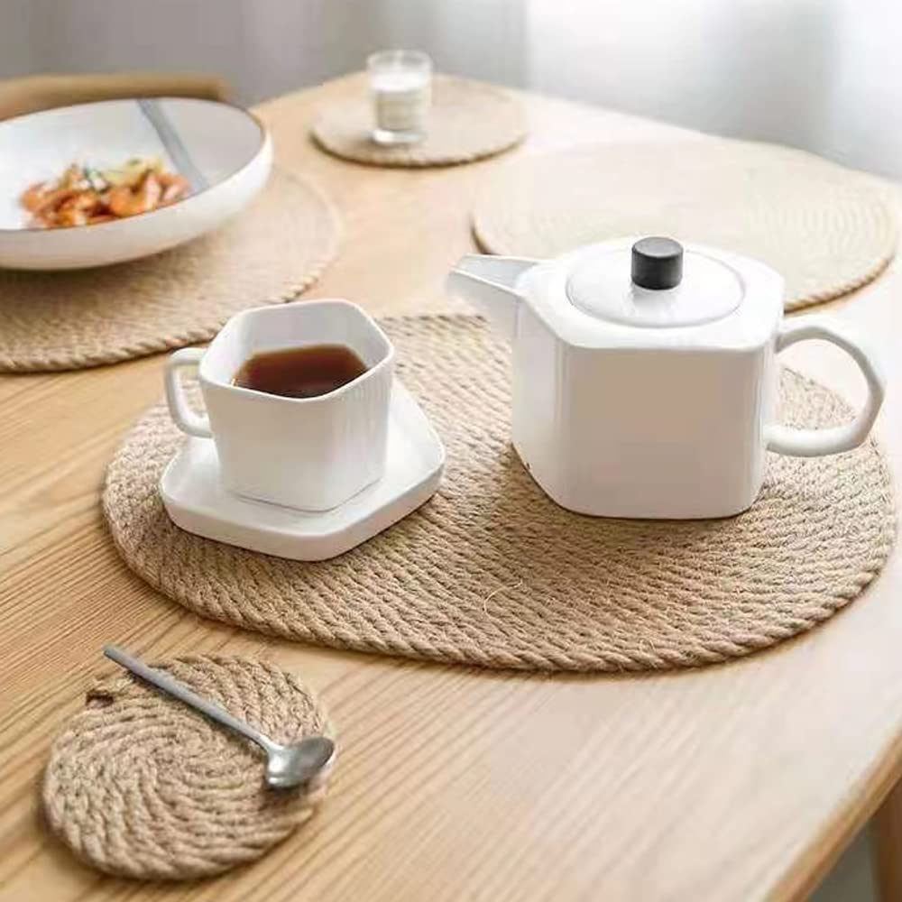 Aiminjey Large Oval Woven Placemats, 16 x 12 Inch 1 Pack Natural Jute Kitchen Dinning Table Mats, Rustic Boho Heat Resistant