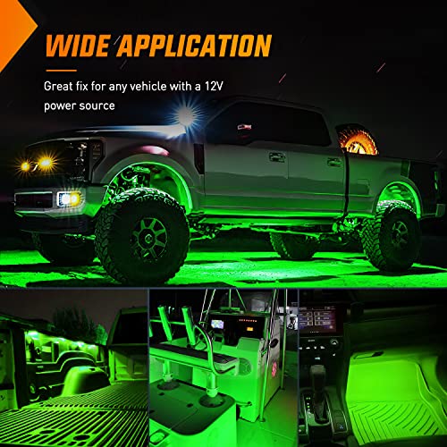 Nilight TR-117-H 8PCS Truck Pickup Bed Light 24LED Green Cargo Rock Lighting Kits with Switch for Van Off-Road Under Car Side Marker Foot Wells Rail, 2 Years Warranty