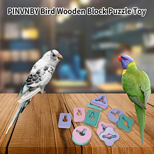 Bird Wooden Block Puzzle Toy Parrot Training Intelligence Toy Parakeet Perch Gym Playpen Stacking Rings Toy Mini Parrot Blocks Balls for Macaw Cockatile Cockatoos and Other Birds 