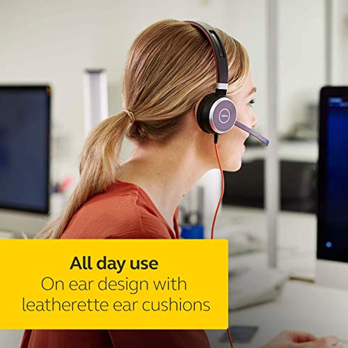 Jabra Evolve 40 Professional Wired Headset, Stereo, MS-Optimized β Telephone Headset for Greater Productivity, Superior Sound for Calls and Music, 3.5mm Jack/USB Connection, All-Day Comfort Design