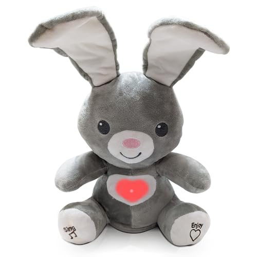 Bundaloo Plush Peek-A-Boo Bunny Animated Singing Play Along Stuffed Animal for Kids - Plays Games and Sings Songs (Peek-A-Boo Bunny)