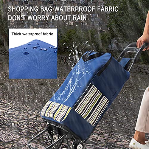 ATAAYHousehold Portable Shopping cart Foldable Hand Trolley Trolley Trolley 35L Large Capacity with Stairs and Waterproof Function (Blue 99 * 35 * 30.5cm) (Blue 99 * 35 * 30.5cm)