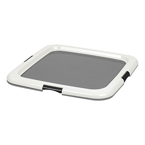 IRIS USA 23.0" x 22.75" Square Pee Pad Holder, Pet Puppy Small Medium Dog Incontinence Potty Training Pad Tray, Dark Gray