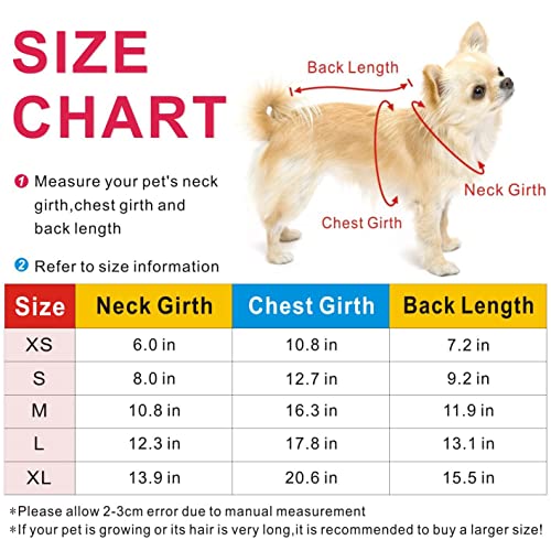 Idepet Pet Dog Cat Coat with Leash Anchor Color Patchwork Padded Puppy Vest Jacket Teddy Chihuahua Costumes Pug Cloth XS S M L (Small, Rose Red)
