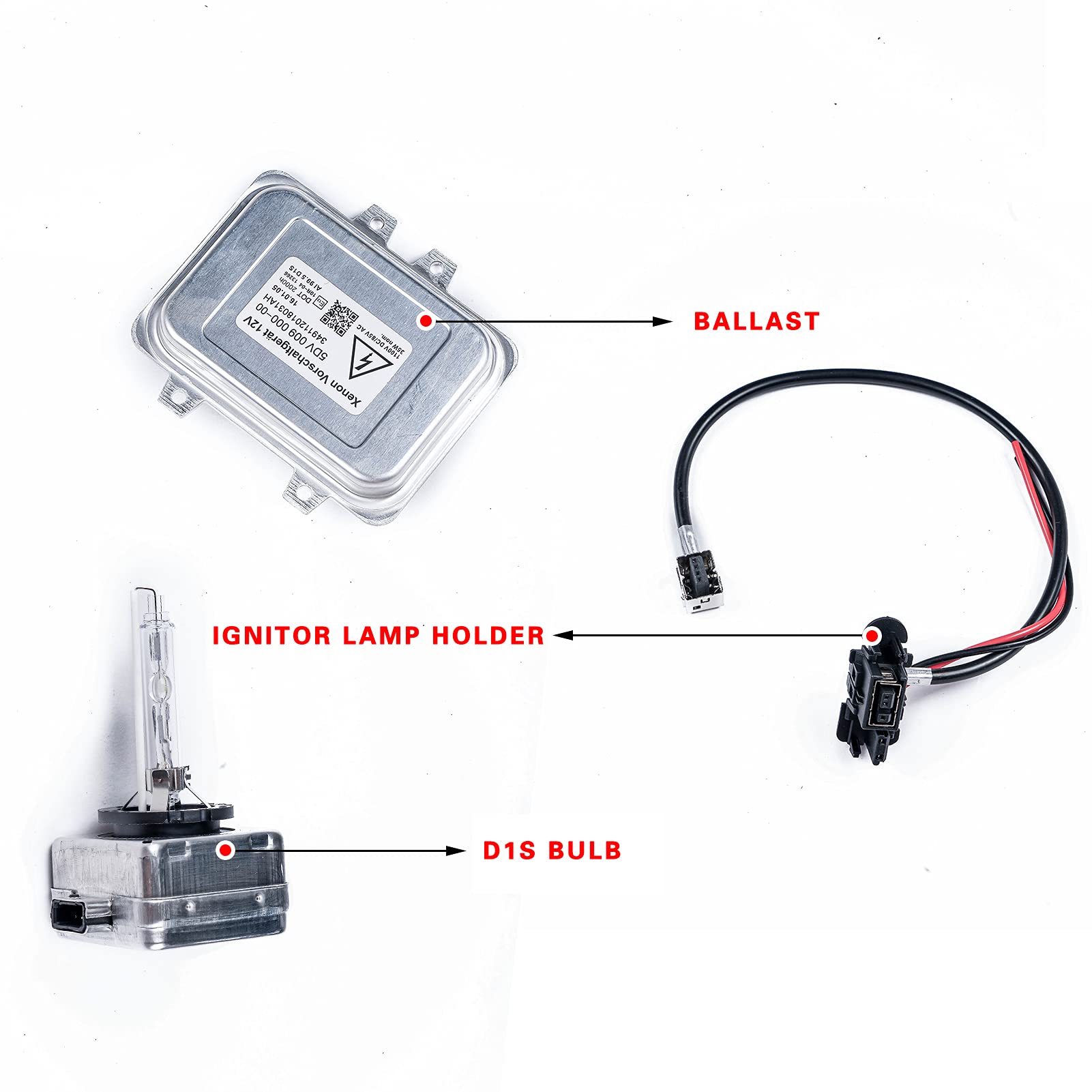 5DV 009 000-00 Xenon HID Headlight Ballast Control Unit W/D1S Bulb & Igniter Module Compatible with Cadillac Escalade BMW E60 Volkswagen Golf Ch ry sler Town & Country, Replaces 12767670 15782392
