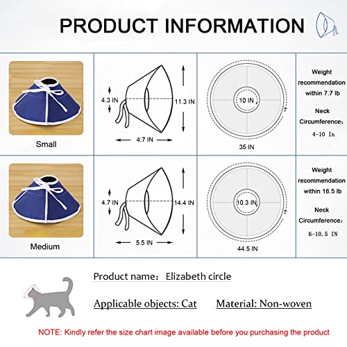 Cat Cone Collar Soft, Nonwoven Fabric, Adjustable Recovery Pet Elizabethan Collar, Surgery to Stop Licking and Head Scratching-Prevent Recurrent Infections, for Cats Kitten Puppy. (Small)