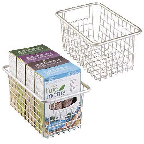 iDesign Forma Metal Wire Pantry Storage Organizer Bin with Handles, Container for Food, Drinks, Produce Organization , 10.24" x 6.24" x 5.06", Satin Silver,69565