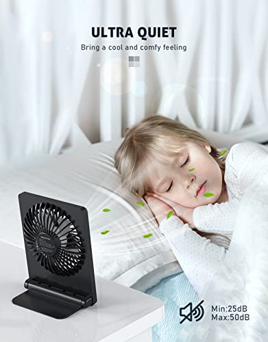 FARADAY Small Table Fans Bundle USB Desk Fans Personal Fan Ultra Quiet For Home Bedroom Office Desktop, 3 Speeds, Black