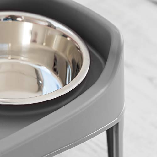 IRIS USA Large Elevated Pet Feeder with Attachable Legs and 2 Stainless Steel Bowls, For Small to Large Dogs Cats with 2 Quart Bowls and 12"H Legs Raised Pet Feeding Station, Dark Gray