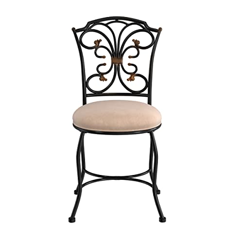 Hillsdale Furniture Sparta Vanity Stool, black with gold highlighted accents