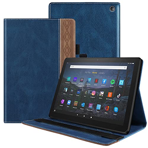GUSARI Tablet PC case Compatible with Kindle Fire 7 Tablet Case 2022 12th PU Leather Case Protect Case Adjustable Fixing Strap Bracket Card Slot Shockproof Tablet PC Case Tablet Cover (Color : Blue)