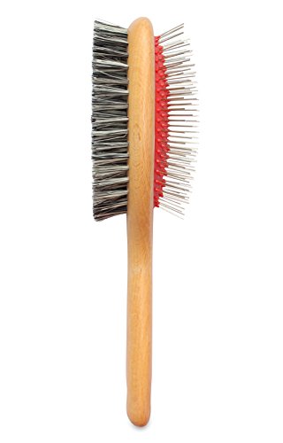 Mars Professional 1" Pin and Bristle Mane and Tail Brush for Horses, Stainless Steel, Nylon Bristle, Wooden Handle, Made in Germany