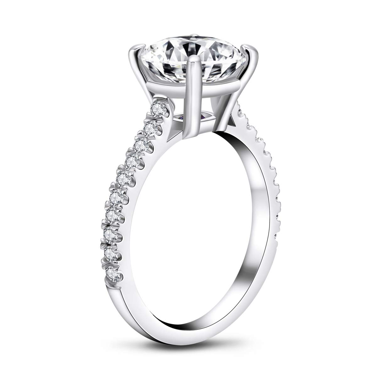 AINUOSHI 3 Carat Round Cut Cubic Zirconia Ring 925 Sterling Silver High Setting Women Wedding Engagement Rings (7)