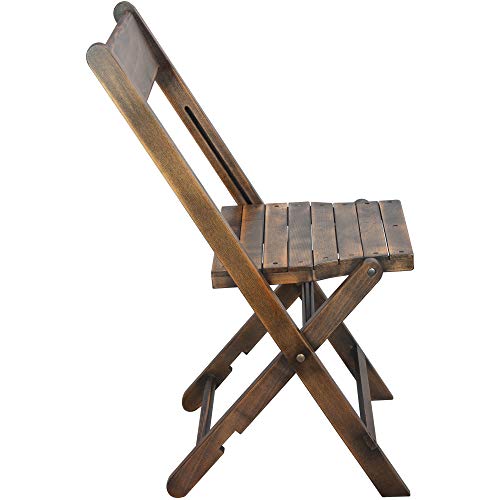 EMMA + OLIVER Slatted Wood Folding Wedding Chair - Event Chair - Antique Black, Set of 2