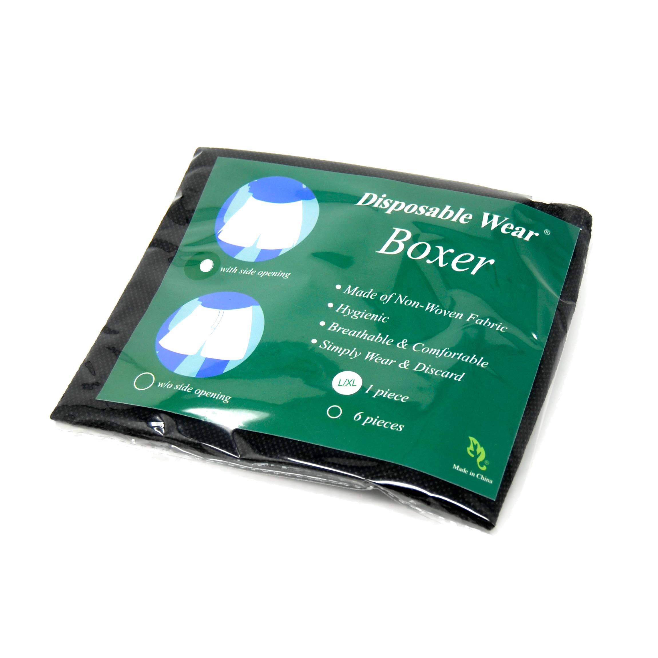 APPEARUS Disposable Men's Boxers 10 Ct Black Boxer Shorts - Individually Packed (L-LX)