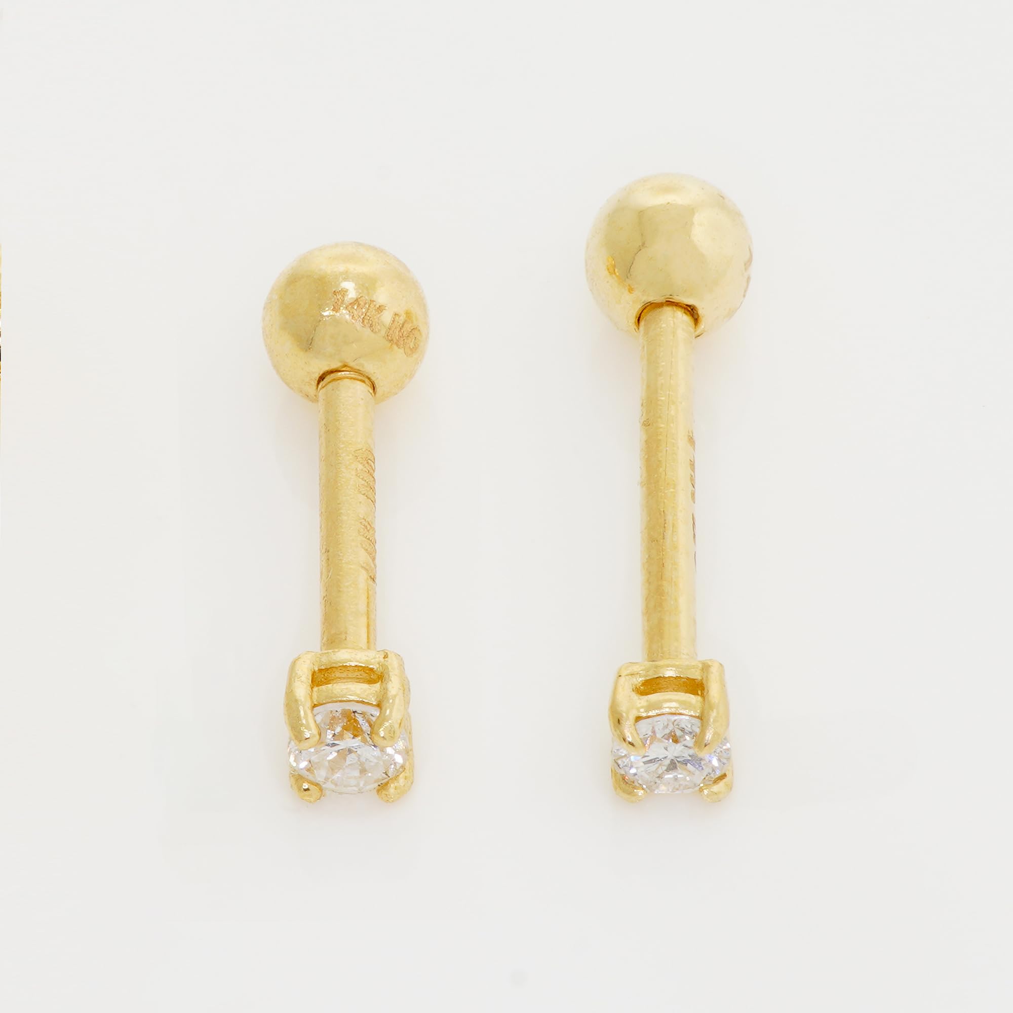 ANYGOLDS 14K REAL Solid Gold 0.035ctw Diamond Cartilage Daith Helix Tragus Conch Rook Snug Ear Post Stud Piercing Earring Body Jewelry 18Gauge - 1 PCS (8mm, 14K Yellow Gold)
