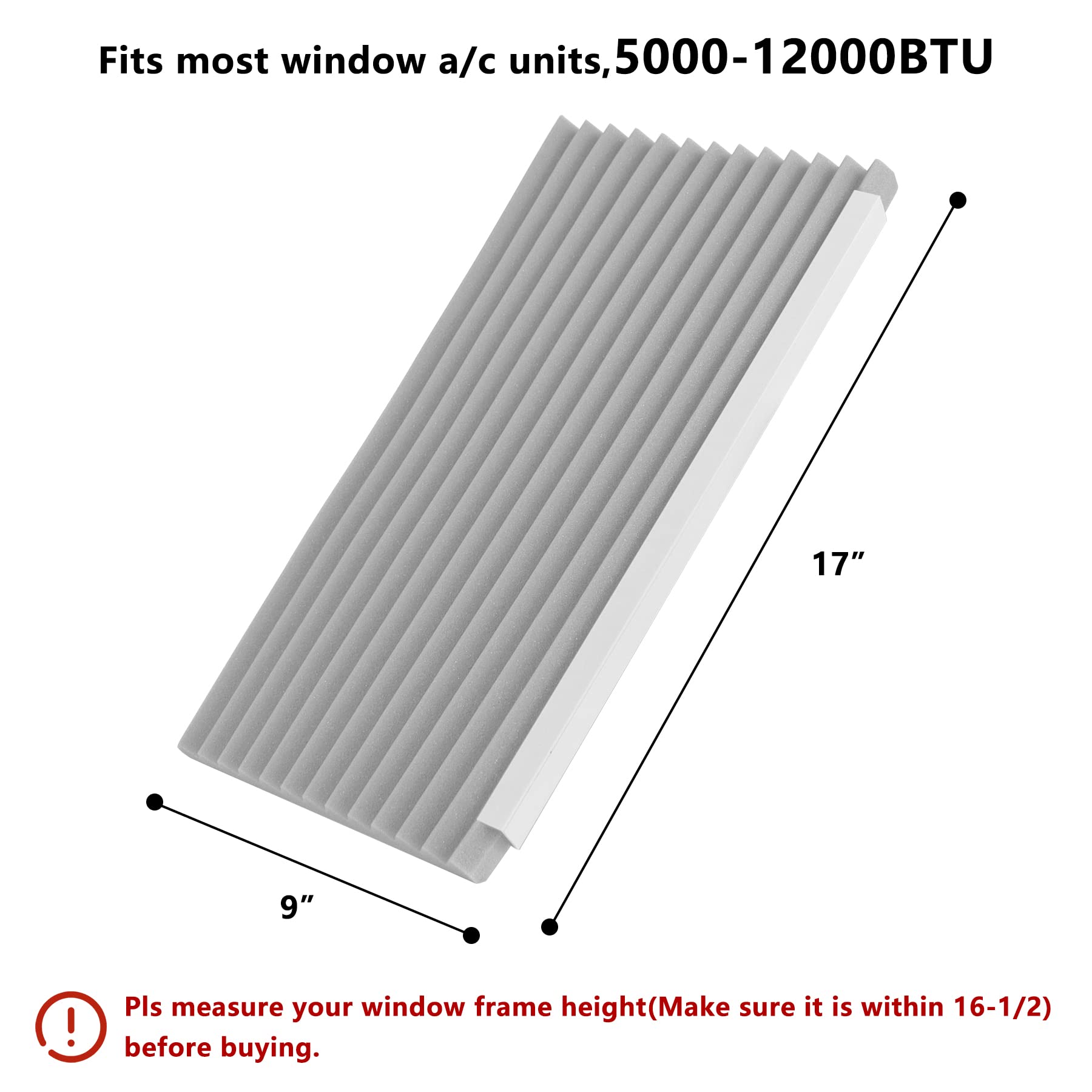 BJADE'S Window Air Conditioner Side Panels Kit,Window AC Foam Insulation Side Panels for Window AC Unit Indoor Air Conditioner Cover for Summer Winter Protection,17" x 9" x 7/8" Window Seal Panel