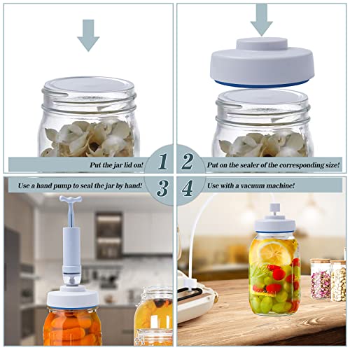 Mason Jar Vacuum Sealer Kit, Canning Food Saver Jar Sealer Attachment with Lid Opener and Vacuum Seal Hand Pump for Regular Mouth Mason Jars