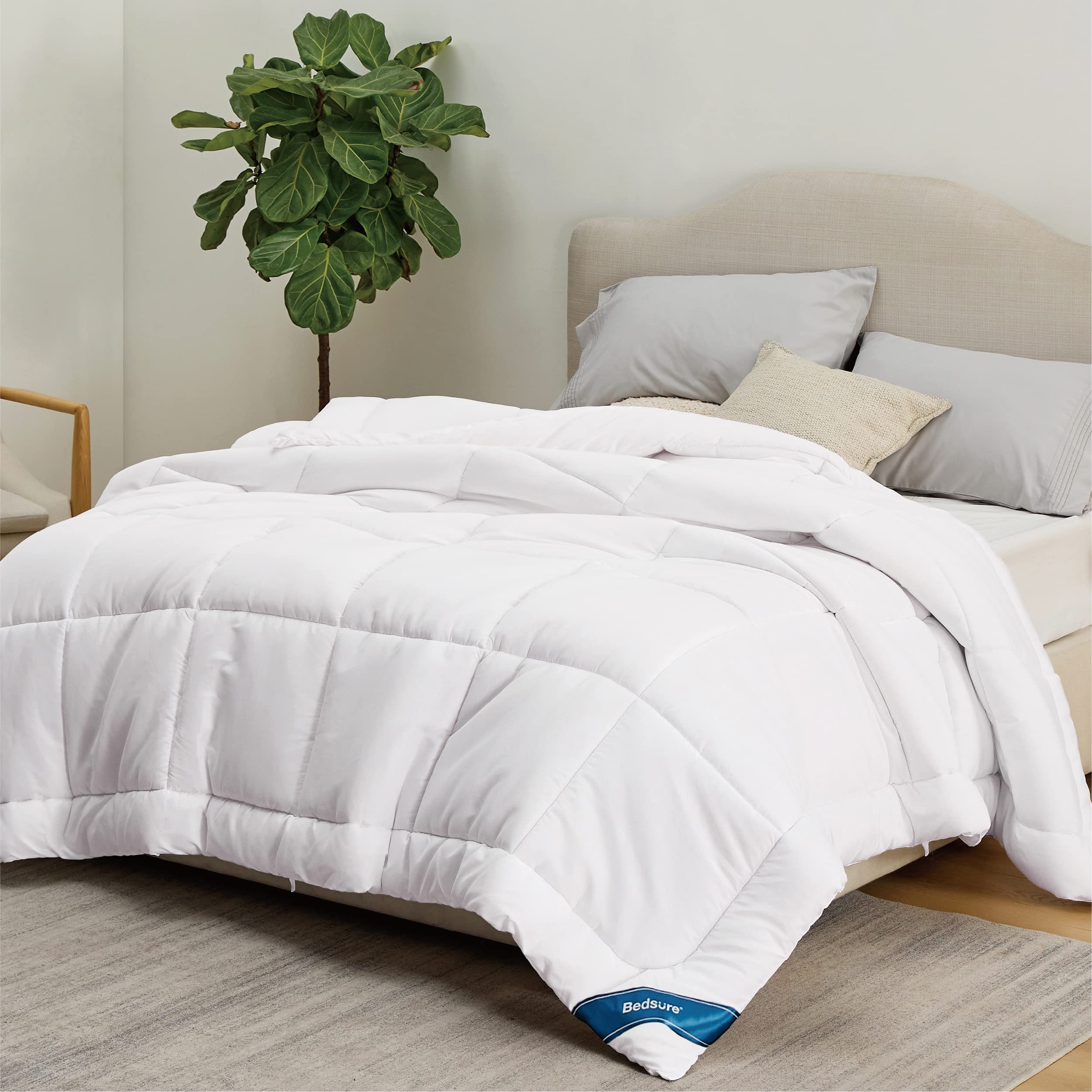 Bedsure Queen Comforter Duvet Insert with Corner Tabs Bundle Linen Cotton Duvet Cover Queen Size Set