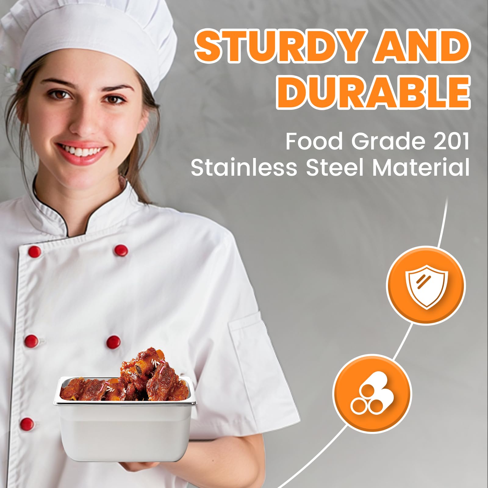 Aplancee Steam Pan 1/6 Size x 4 Inch Deep 6 Pack Stainless Steel Anti-Jamming Food Cooking Pan