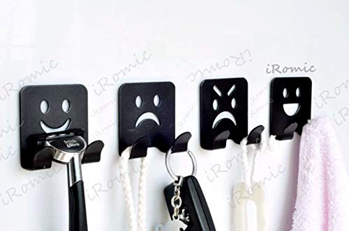 iRomic Wall Mount Adhesive Razor Plug Key Towel Holder Hooks Hanger(4Pack) Bathroom Kitchen Home Organizer for Shower Robe Loofah Bathrobe Coat Clothes Key,Aluminum