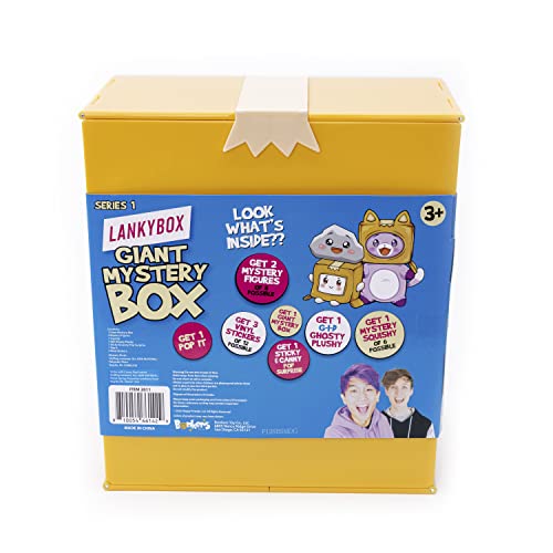 LankyBox Giant Mystery Box: Wearable Boxy case, 2 Figures, one 6β Glow-in-The-Dark Plush, a Squishy , pop-it Fidget Toy, Canny with pop-Out Sticky, and 3 Stickers