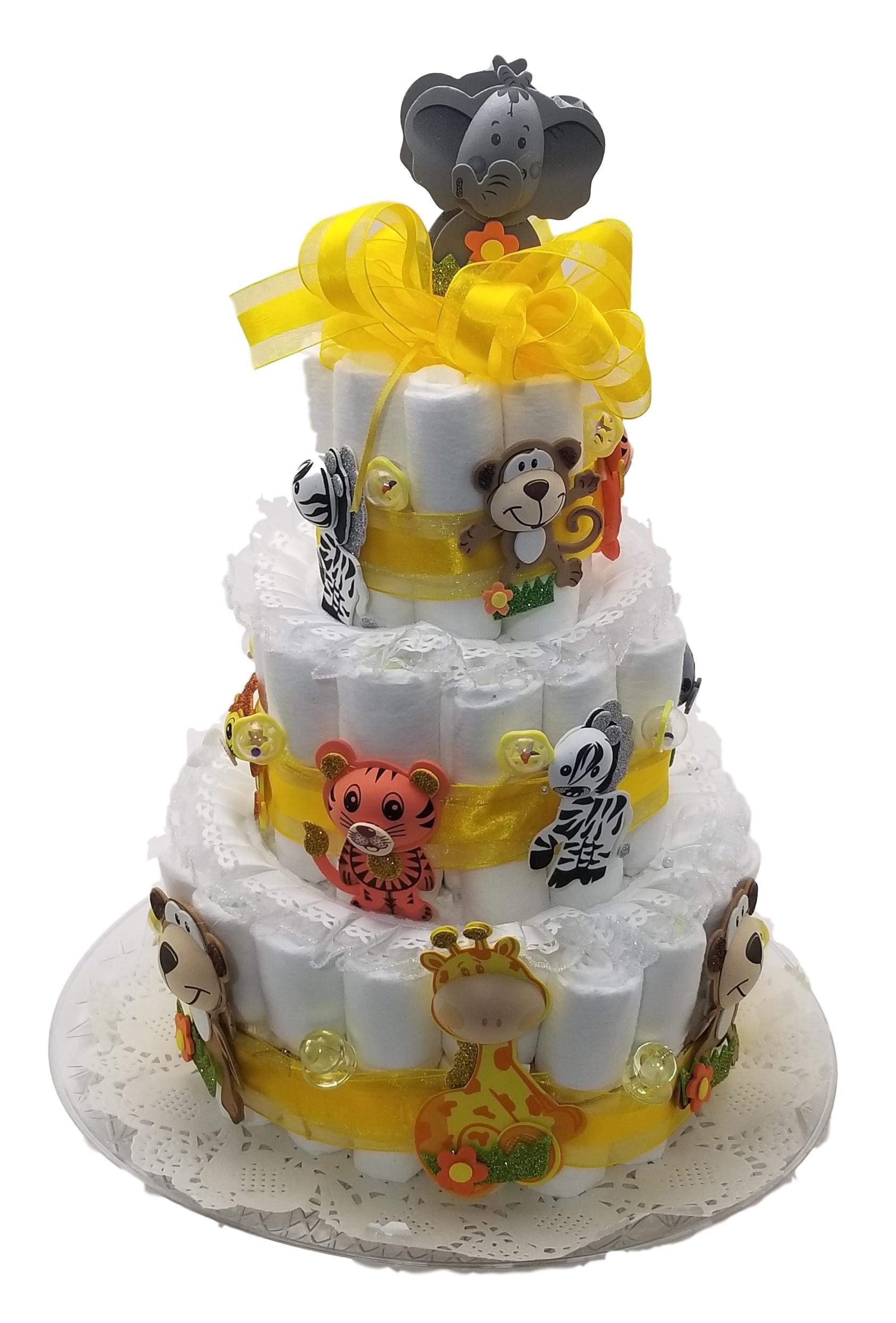 Noah's Ark - Jungle Animals Baby Shower Diaper Cake Kit for a 3 Tier Cake