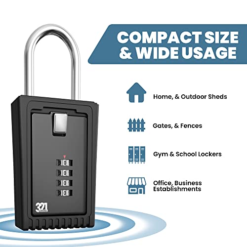 Key Lock Box LB-003 - Hide a Key Outside for Your House - Realtor, Spare Key, Contractor, Rental, Key Storage - Lockbox Combination Shackle Fence Mount, Door Knob Mount (1 Pack) (1)
