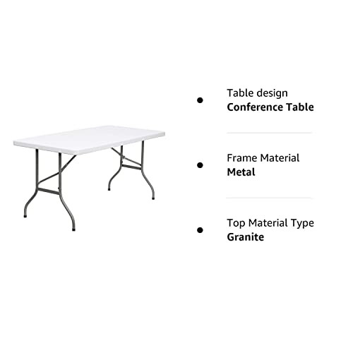 Flash Furniture Elon 5-Foot Granite White Plastic Folding Table