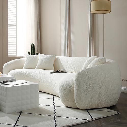 ERYE Modern Half Moon Comfy Sectional Leisure Couch,102" Teddy Fleece Boucle Curved Sofa, Beautiful Freestanding 5 Seats Sofa&Couch for Living Room, Professionally Perfect Shape More Decorative