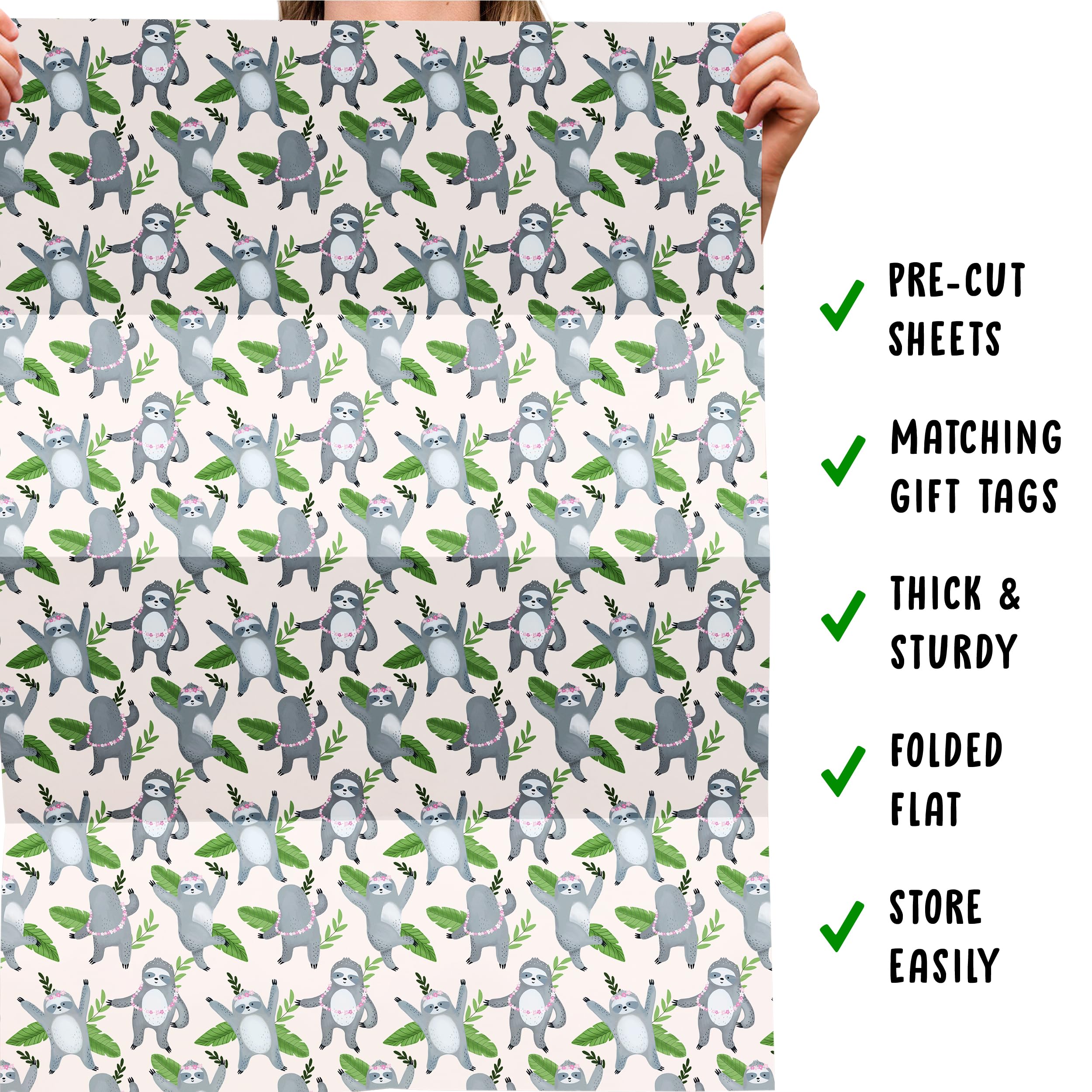 CENTRAL 23 - Sloth Wrapping Paper - 6 Gift Wrap Sheets - Fun GiftWrap for Men Boys Teenagers - Birthday - Made in the UK - Recyclable