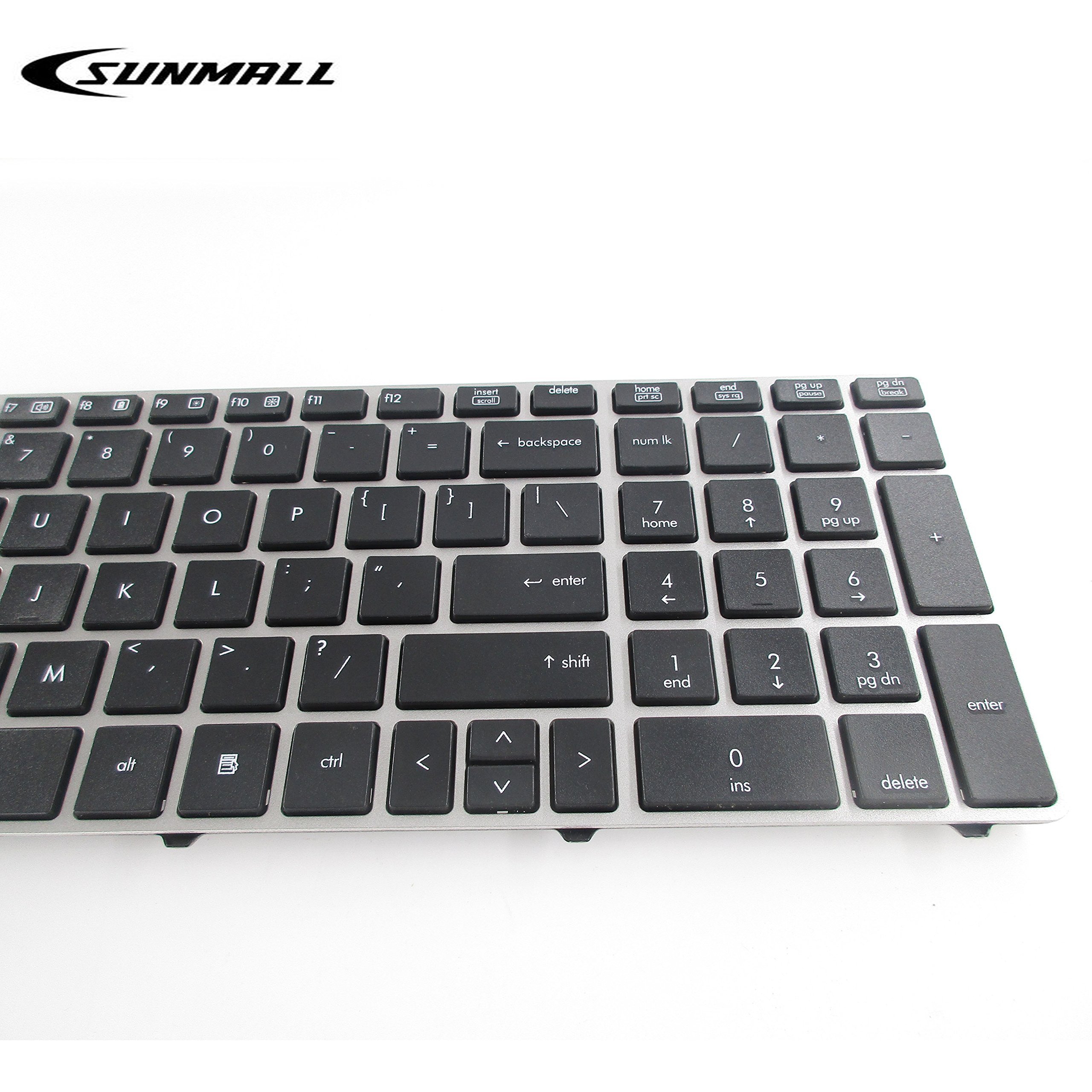 SUNMALL Keyboard Replacement with Silver Frame Compatible with HP Elitebook 8560P 8570P Probook 6560B 6565B 6567B 6570B 6575B Series Keyboard with Pointer
