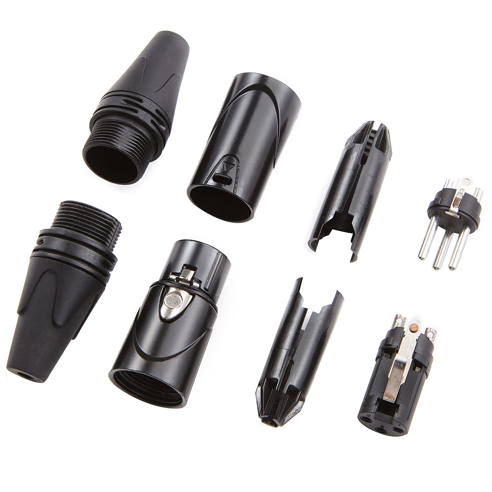MFL. 3-Pin XLR Cable Connector Male and Female with Nickel Housing and Silver Contacts Mic Cable Plug Connector Audio Socket, Black, 4 Pairs
