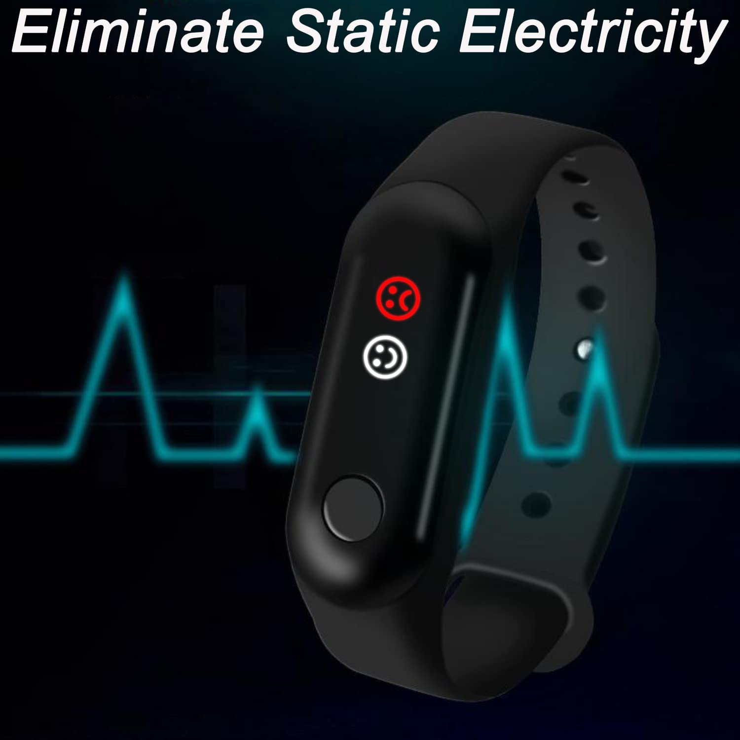 Anti-Static Wristbands, Anti-Static Cordless Wristbands Automatic Static Removal Bracelets Human Body in Winter Adjustable Smiley Face Display Function Sports Anti-Static Static Silicone Wristbands