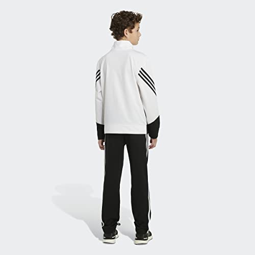 adidas Boys' Zip Front Iconic Tricot Jacket, Bright White, Large (14/16)