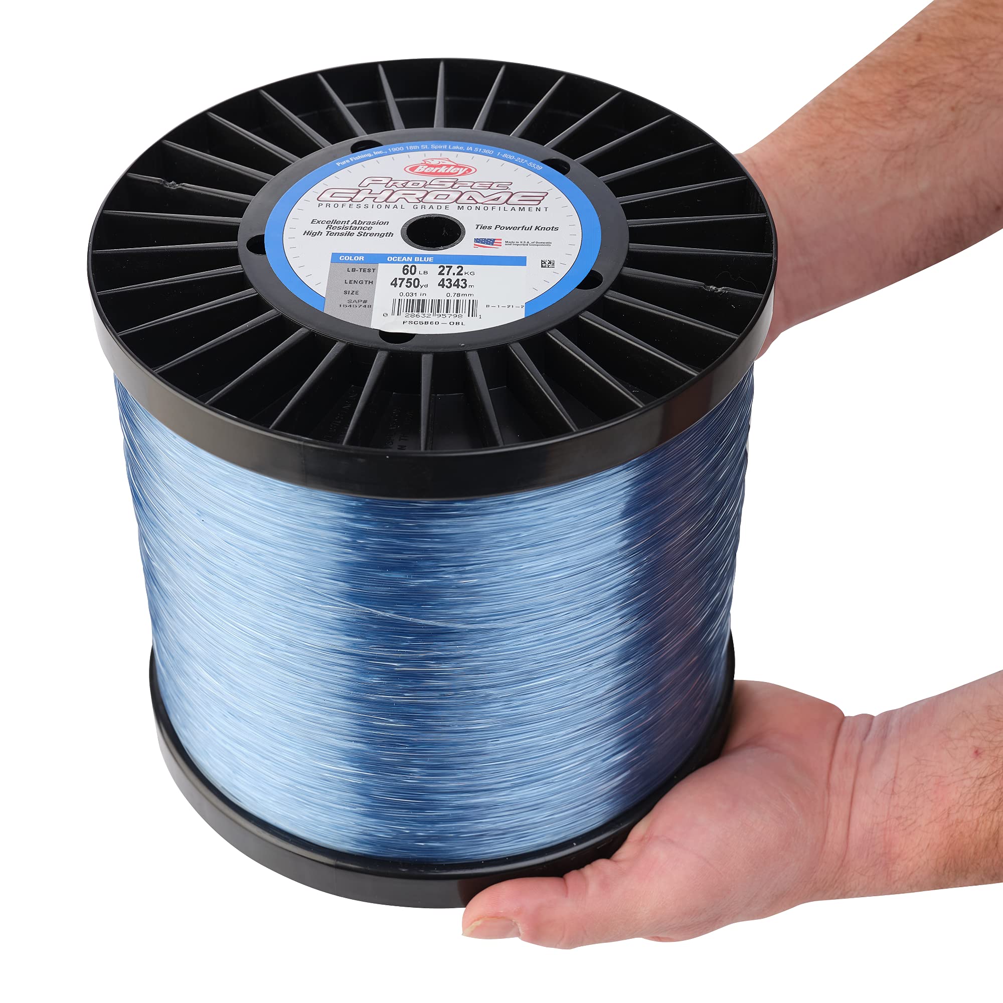 Berkley ProSpecĀ® Chrome, Ocean Blue (ProSpec Pro Grade), 80lb | 36.2kg Monofilament Fishing Line, Suitable for Saltwater Environments