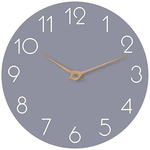 cicininc Wall Clock - Grey Wall Clocks Battery Operated, Modern Silent Wall Clocks Non-Ticking - Small Decorative Clock for Bedroom Kitchen Bathroom Office Living Room (10" Gray)