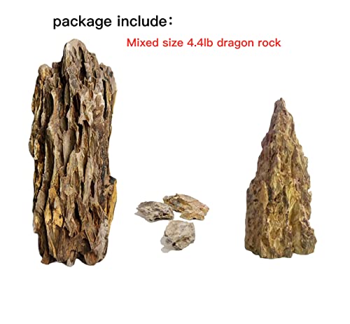 AWXZOM 4.4lb+ Natural Dragon Rock Carefully Selected Mixed Sizes, Decorative Aquarium Rocks, Aquarium Stones for Fish Tank