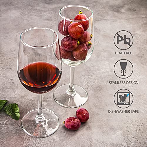 HAKEEMI Wine Glasses Set of 12, 12 oz Red White Wine Glasses, Clear, Dishwasher Safe