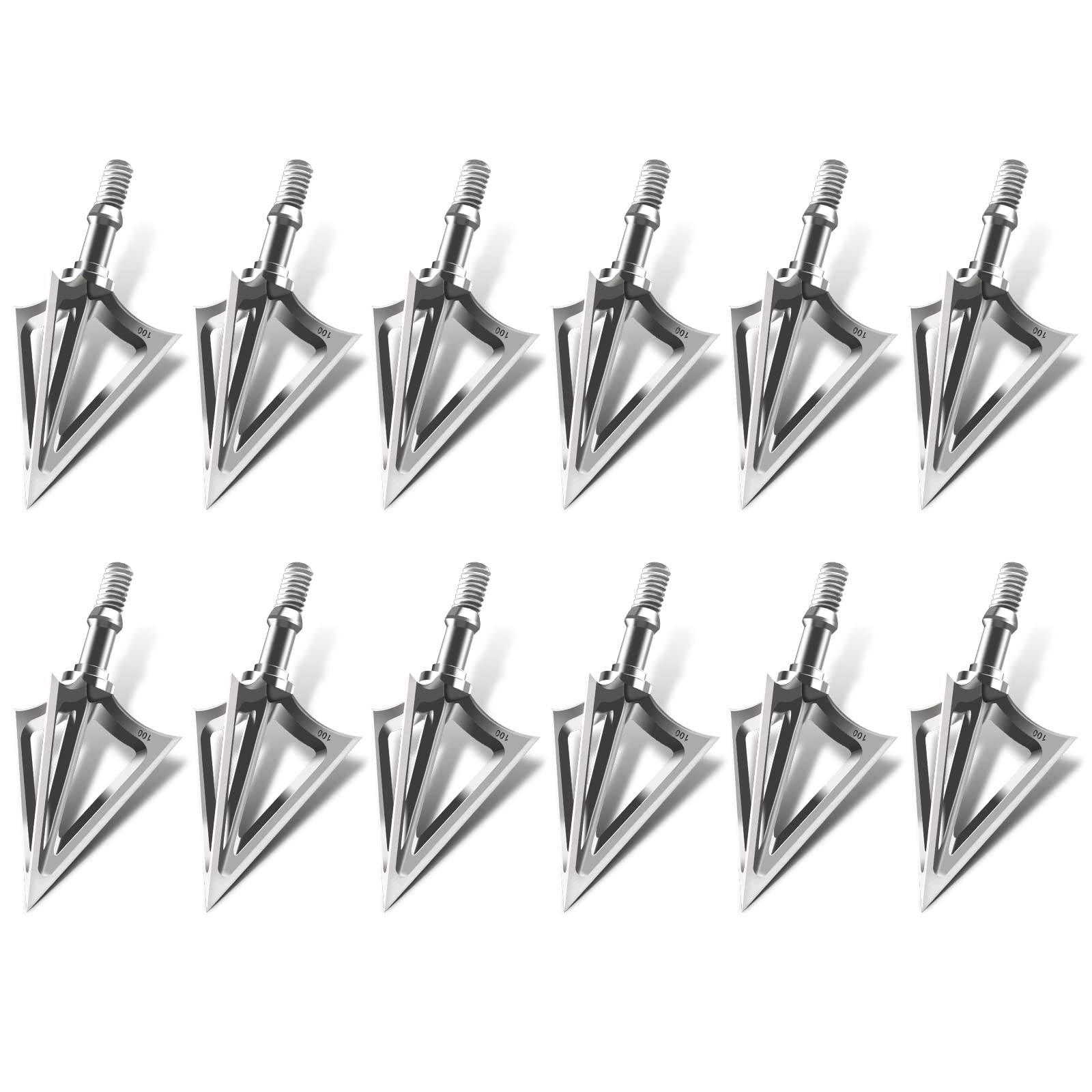 Aimdor X1 Broadheads Hunting Broadheads 12pcs 100/125 Grain Fixed Blades Stainless Steel X1 Hunting Broadheads for Crossbow Compound Bow and Hunting Bow