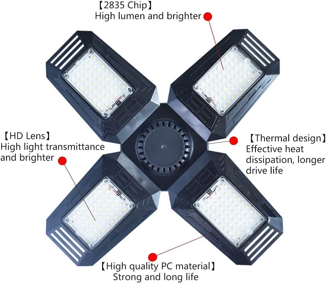 ANYPOWK LED Garage Lights with Motion Sensor - 12000 Lumen 6500K Daylight 120W, Four Leaf Garage Organization Ceiling Lighting, Pack of 2